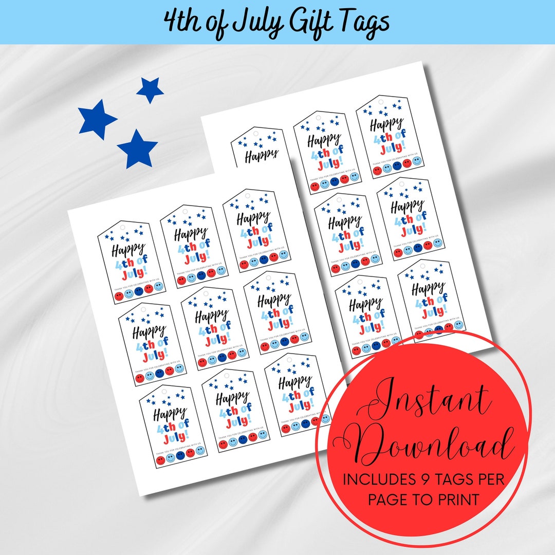 4th of July Gift Tags / Digital & Printable / Party Favor Tag - Etsy