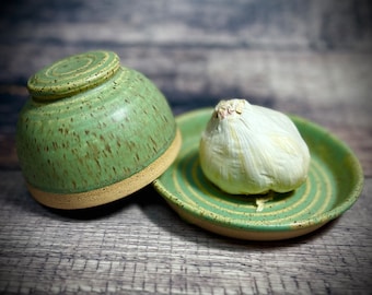 Stoneware Pottery Garlic Roaster - Etsy