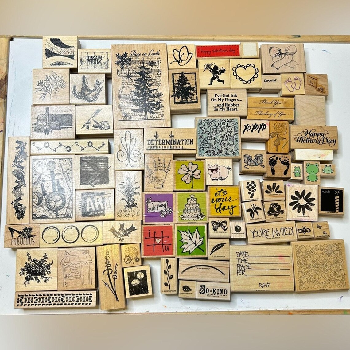 Mixed Lot of 74 Assorted Rubber Stamps - Wood Vintage - Etsy