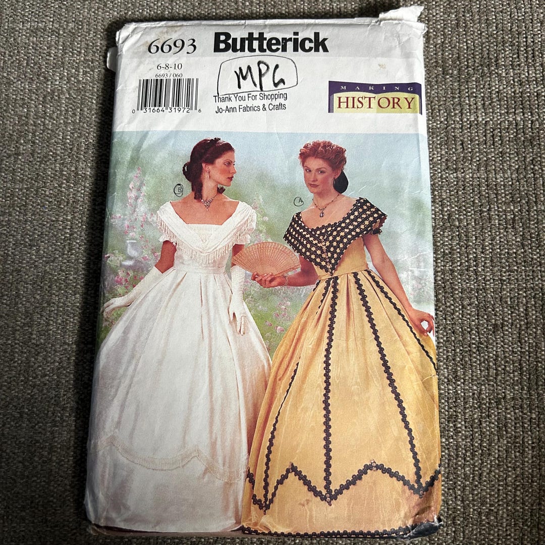 Butterick 6693 UNCUT Making History 1860s Civil War Era Ball Gown ...