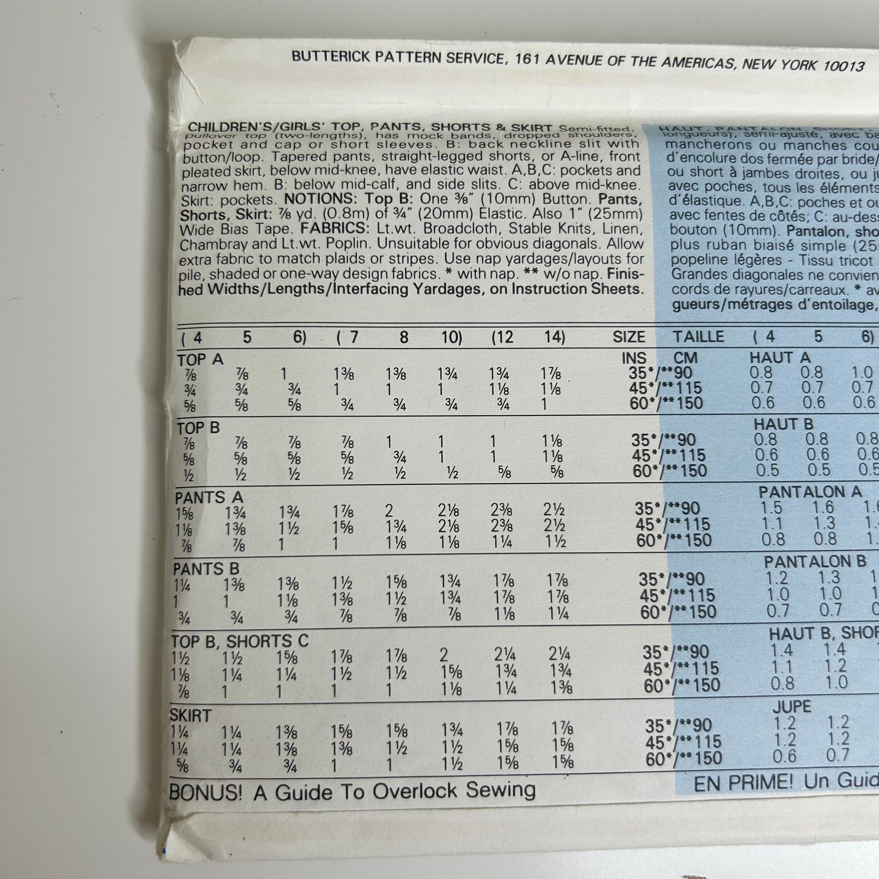 Butterick 4887 Classics Sewing Pattern Childrens Vintage Girls Top ...