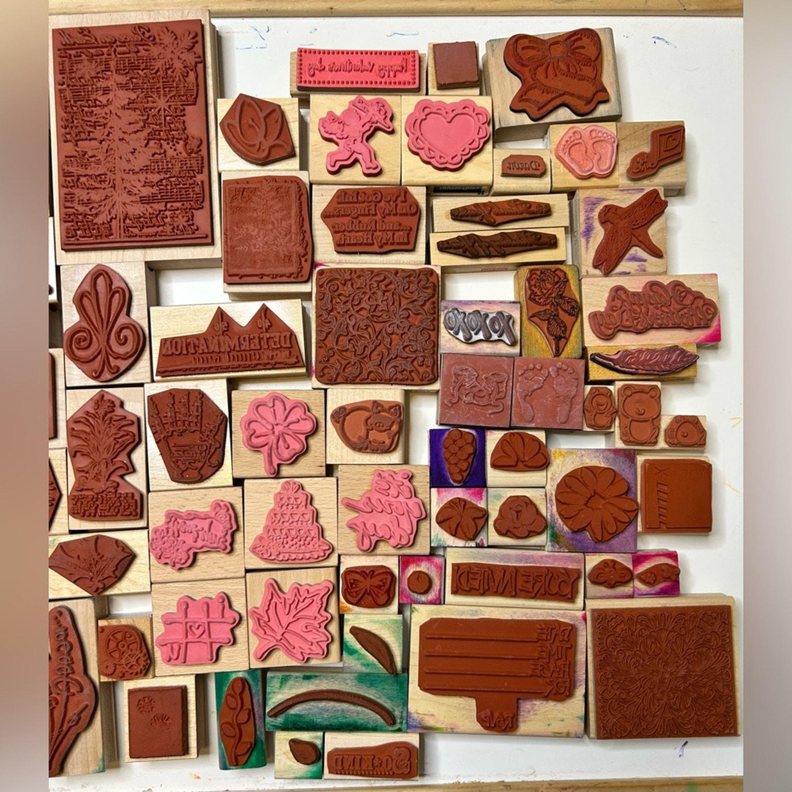 Mixed Lot of 74 Assorted Rubber Stamps - Wood Vintage - Etsy