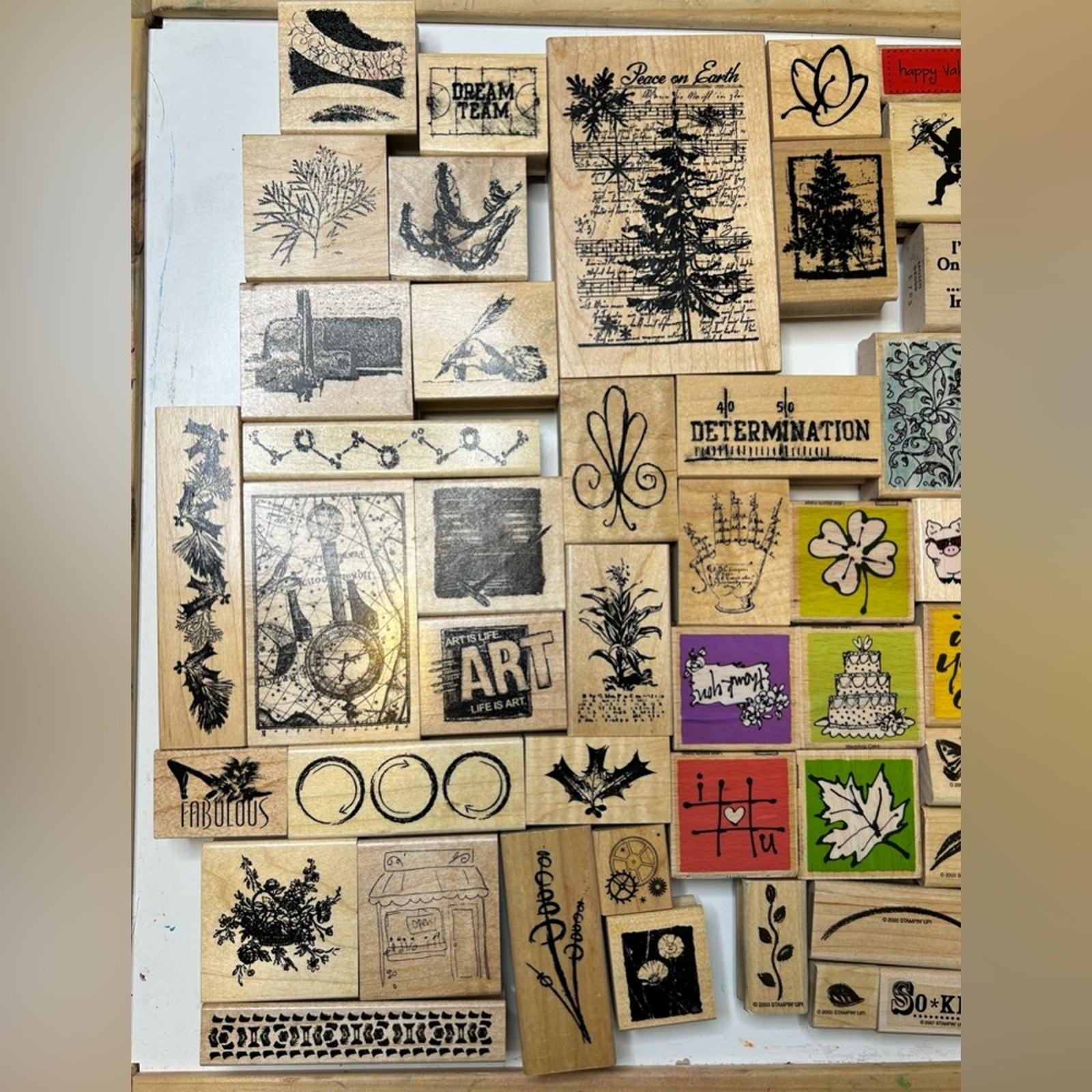 Mixed Lot of 74 Assorted Rubber Stamps - Wood Vintage - Etsy