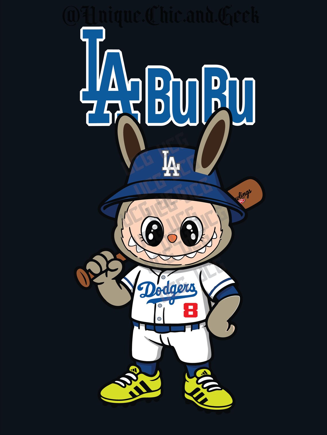 Labubu Dodgers Png- Kike Hernandez #8, LA Bucket Hat, Cute Baseball Art ...