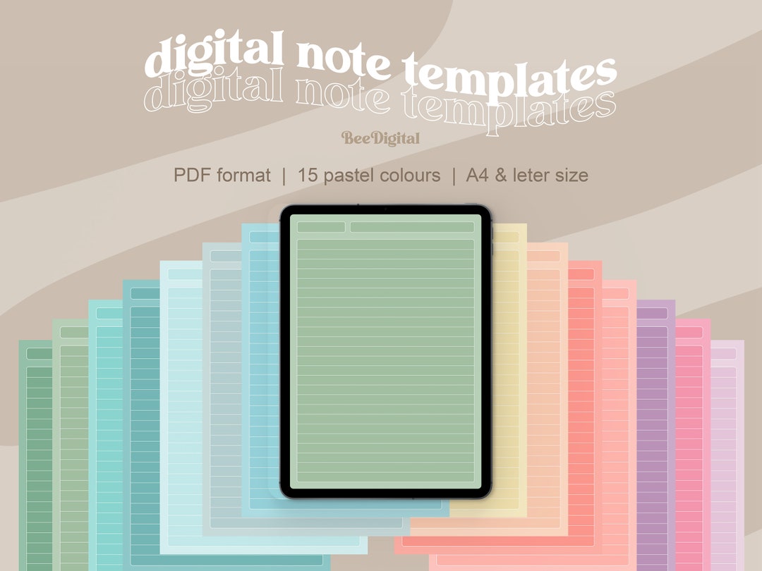 Digital Note Template Lined, Digital, Note Taking, Planner, Study ...