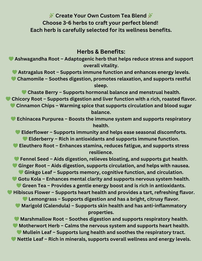 Custom Herbal Tea Blend | Choose Your Own Tea Ingredients | Handcrafted ...