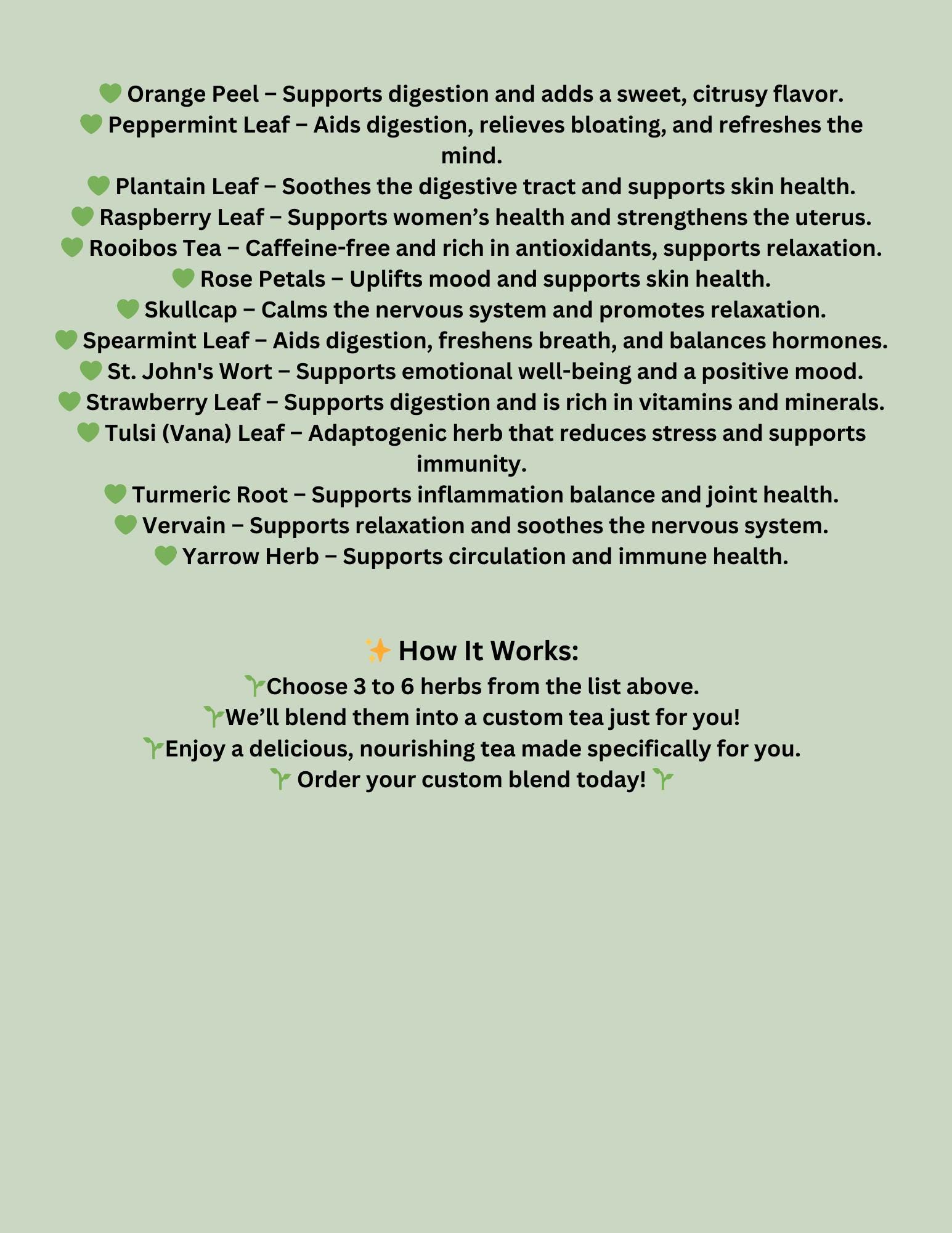 Custom Herbal Tea Blend | Choose Your Own Tea Ingredients | Handcrafted ...