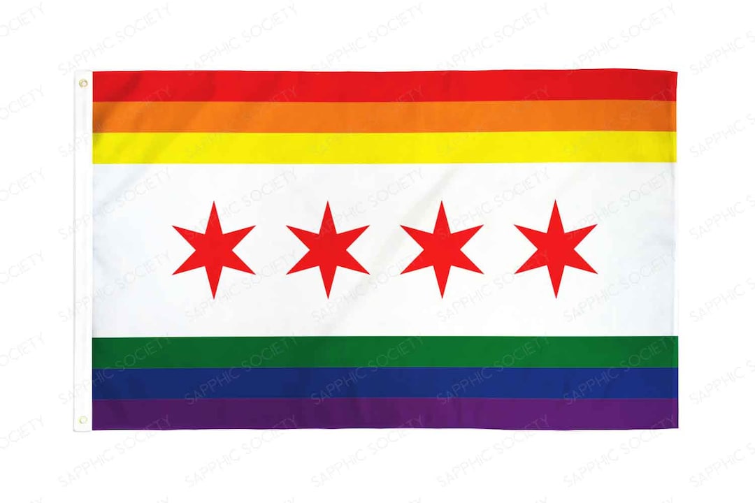 Chicago Gay Pride Flag 3'x5' LGBTQ Indoor Outdoor Waterproof Poly ...