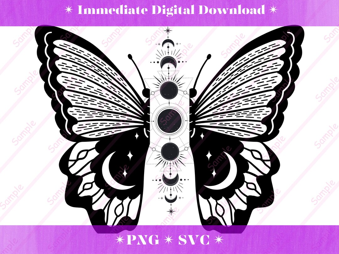 Phases of the Moon Butterfly Instant Digital Download SVG PNG Great for ...