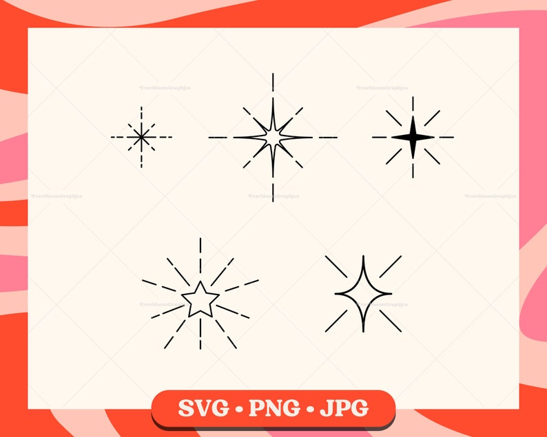 Sparkle Star SVG Bundle 15 Designs Sparkle Stars SVG SVG - Etsy