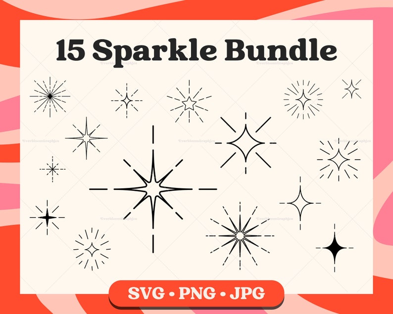 Sparkle Star SVG Bundle 15 Designs Sparkle Stars SVG SVG - Etsy