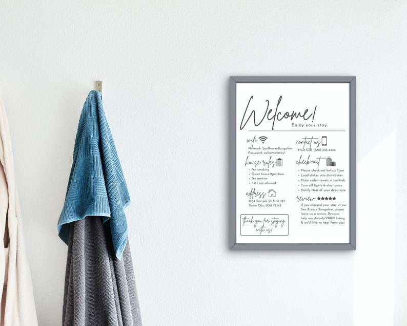 VRBO Welcome Sign, Airbnb / Vrbo Rental Signs, Vrbo Welcome Guide, Wifi ...