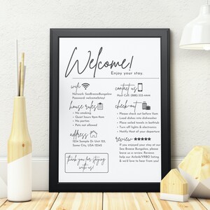 VRBO Welcome Sign, Airbnb / Vrbo Rental Signs, Vrbo Welcome Guide, Wifi ...