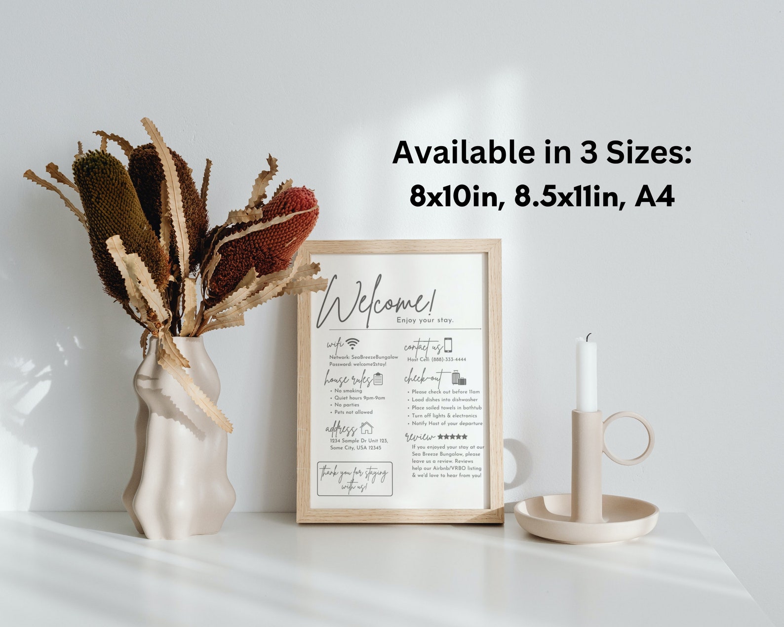 VRBO Welcome Sign, Airbnb / Vrbo Rental Signs, Vrbo Welcome Guide, Wifi ...