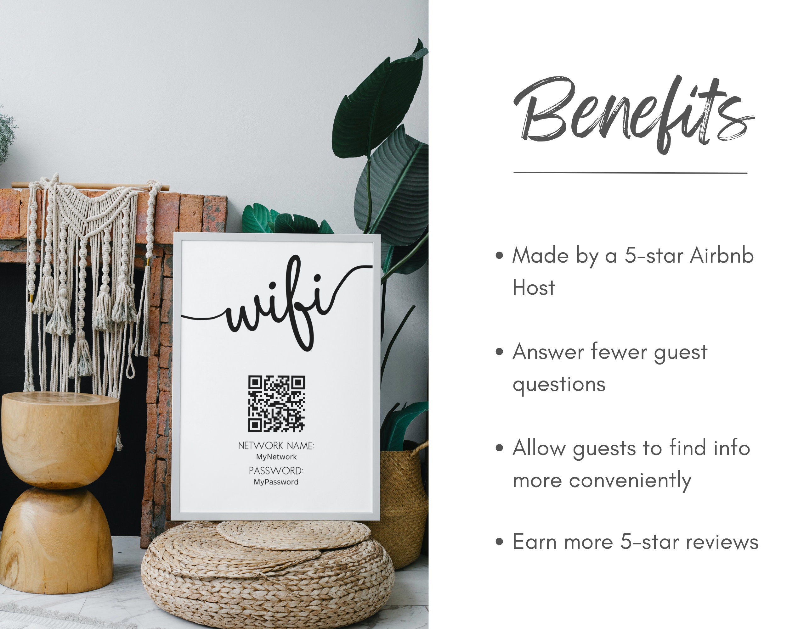 Wifi Password Sign Printable, Wifi QR Code Sign, Wifi Download, Wifi ...