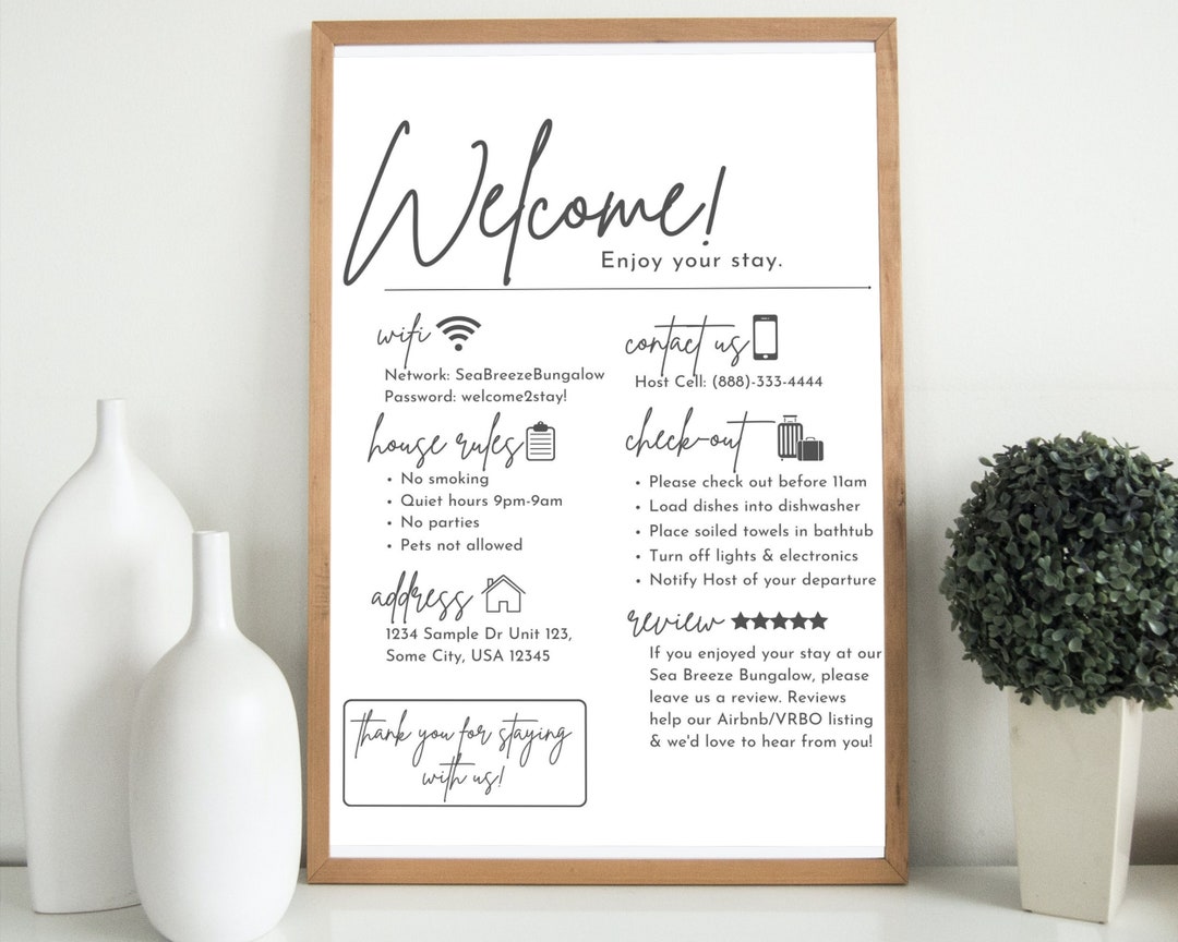VRBO Welcome Book Template Guide Book Airbnb VRBO Welcome - Etsy