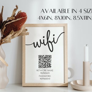 Wifi Password Sign Printable, Wifi QR Code Sign, Wifi Download, Wifi ...