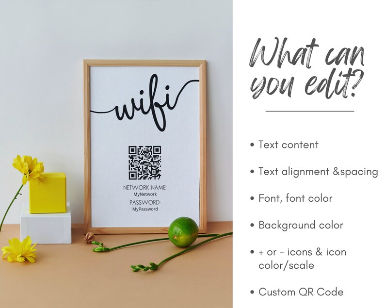 Wifi Password Sign Printable, Wifi QR Code Sign, Wifi Download, Wifi ...