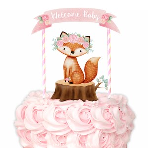 Fox Cake Topper, Woodland Baby Shower, Fox Centerpiece, Personalized ...
