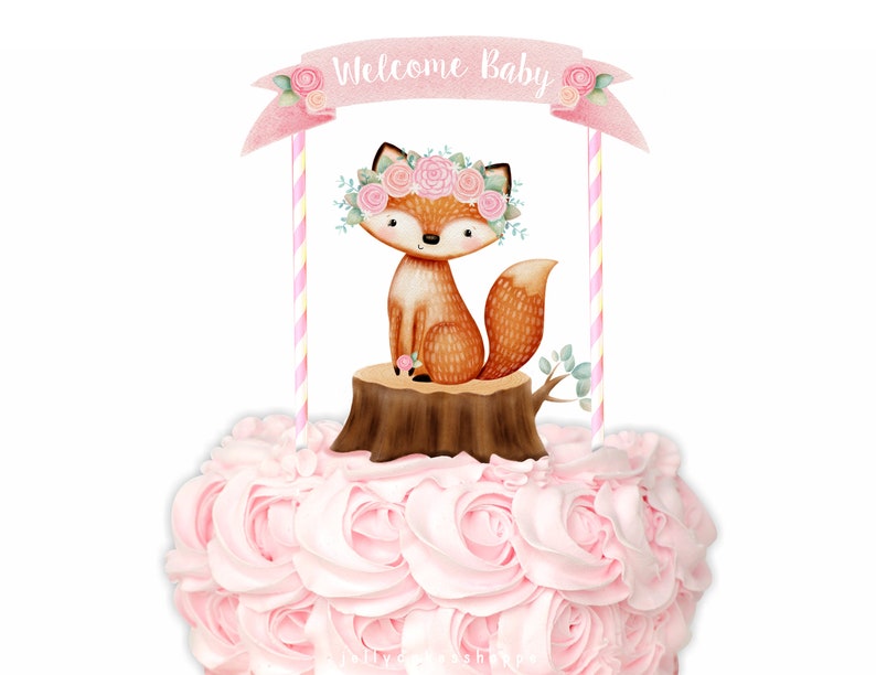 Fox Cake Topper, Woodland Baby Shower, Fox Centerpiece, Personalized ...
