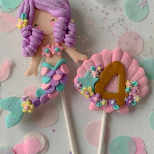 Personalized Mermaid Cake Topper, Pastel Mermaid Birthday, Under the ...