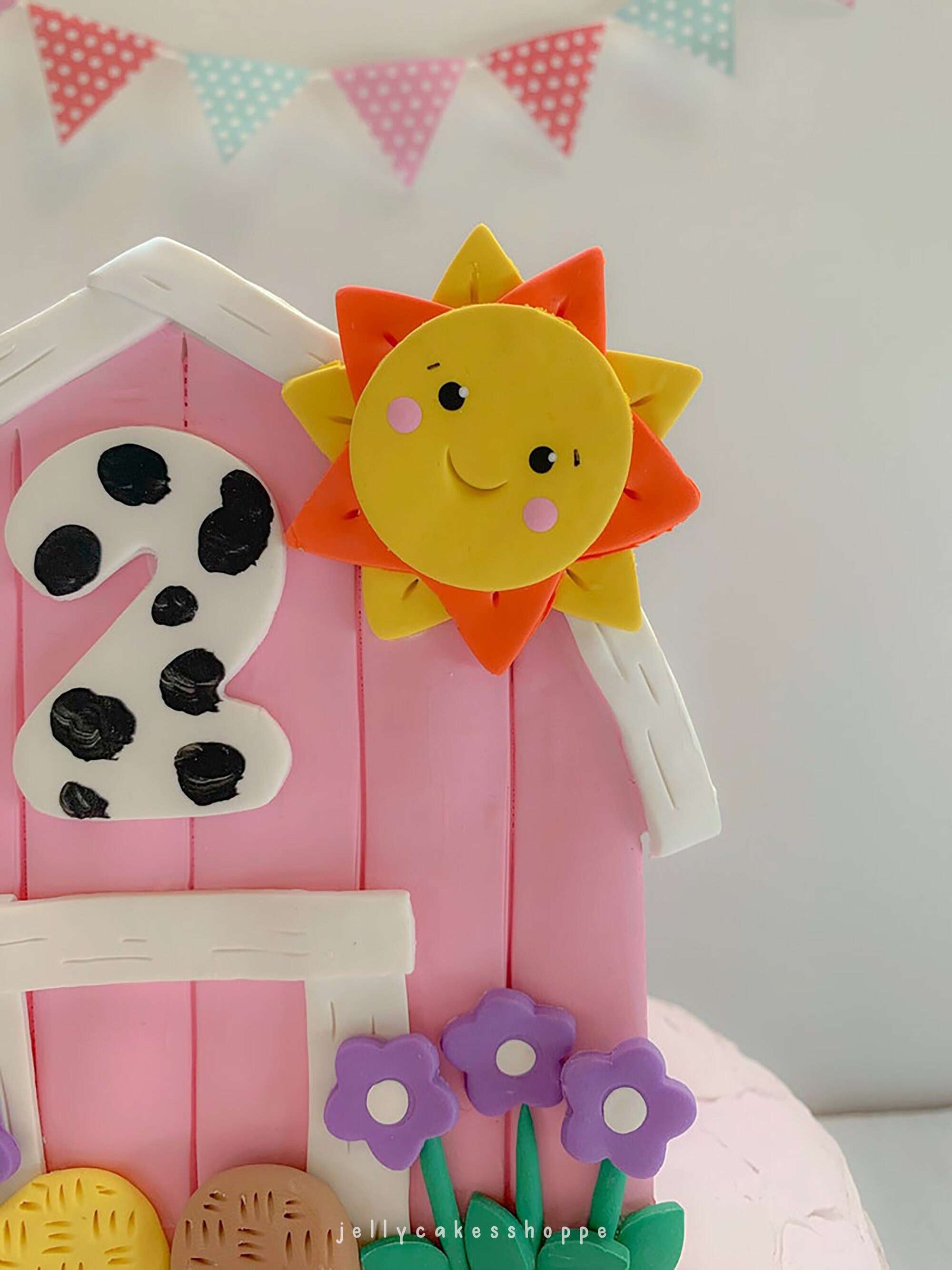 Pink Barn Cake Topper Barnyard Birthday for Girl Pink Farm - Etsy