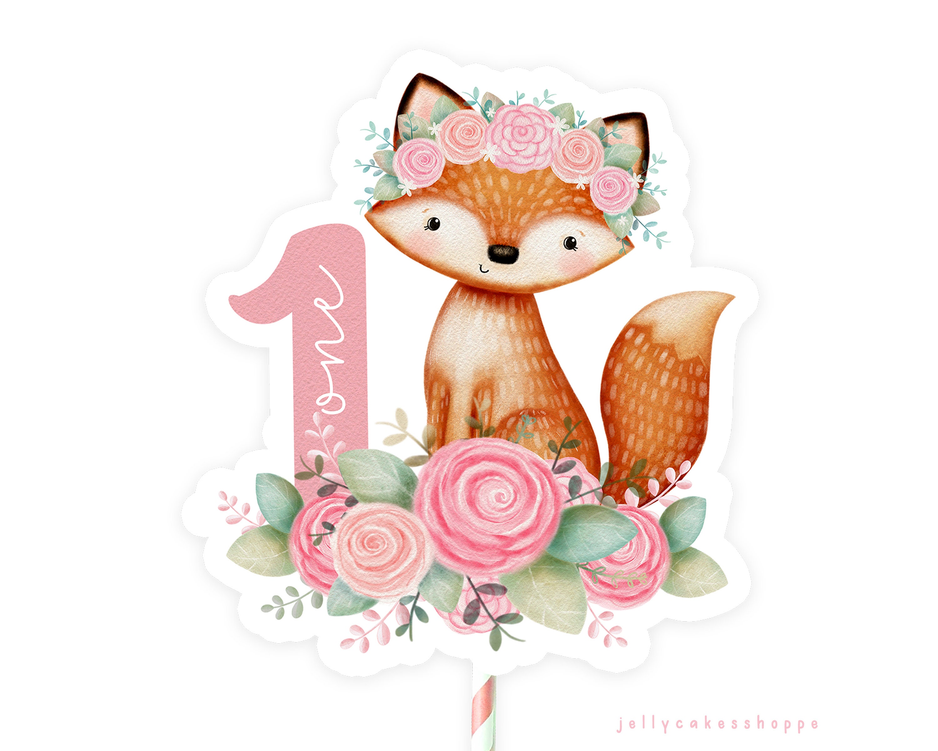 Fox Cake Topper for Baby's 1st Birthday, Cute Fox Centerpiece, Fox ...