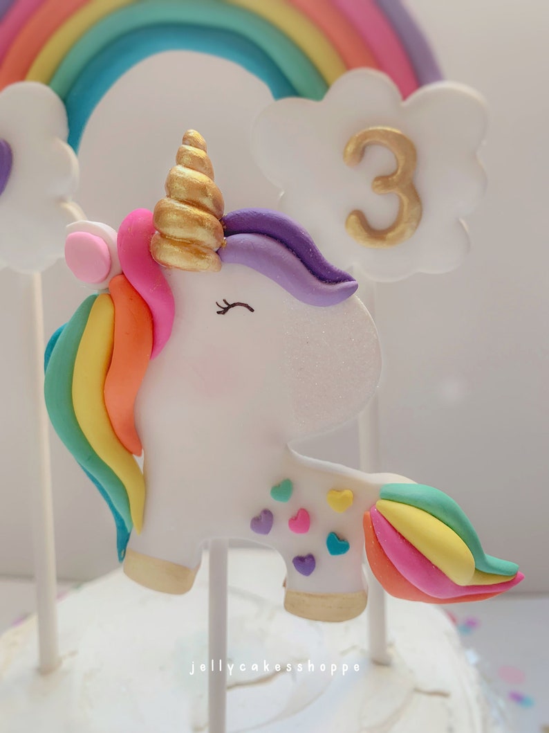 Rainbow Unicorn Cake Topper, Non Edible Cake Topper, Rainbow Unicorn ...