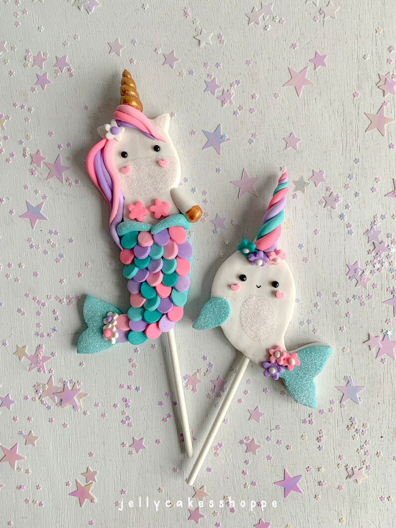 Mermicorn Cake Decorations, Unicorn Mermaid Cake Topper, Nonedible ...