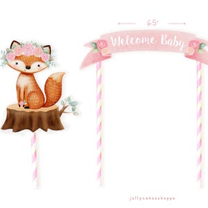 Fox Cake Topper, Woodland Baby Shower, Fox Centerpiece, Personalized ...