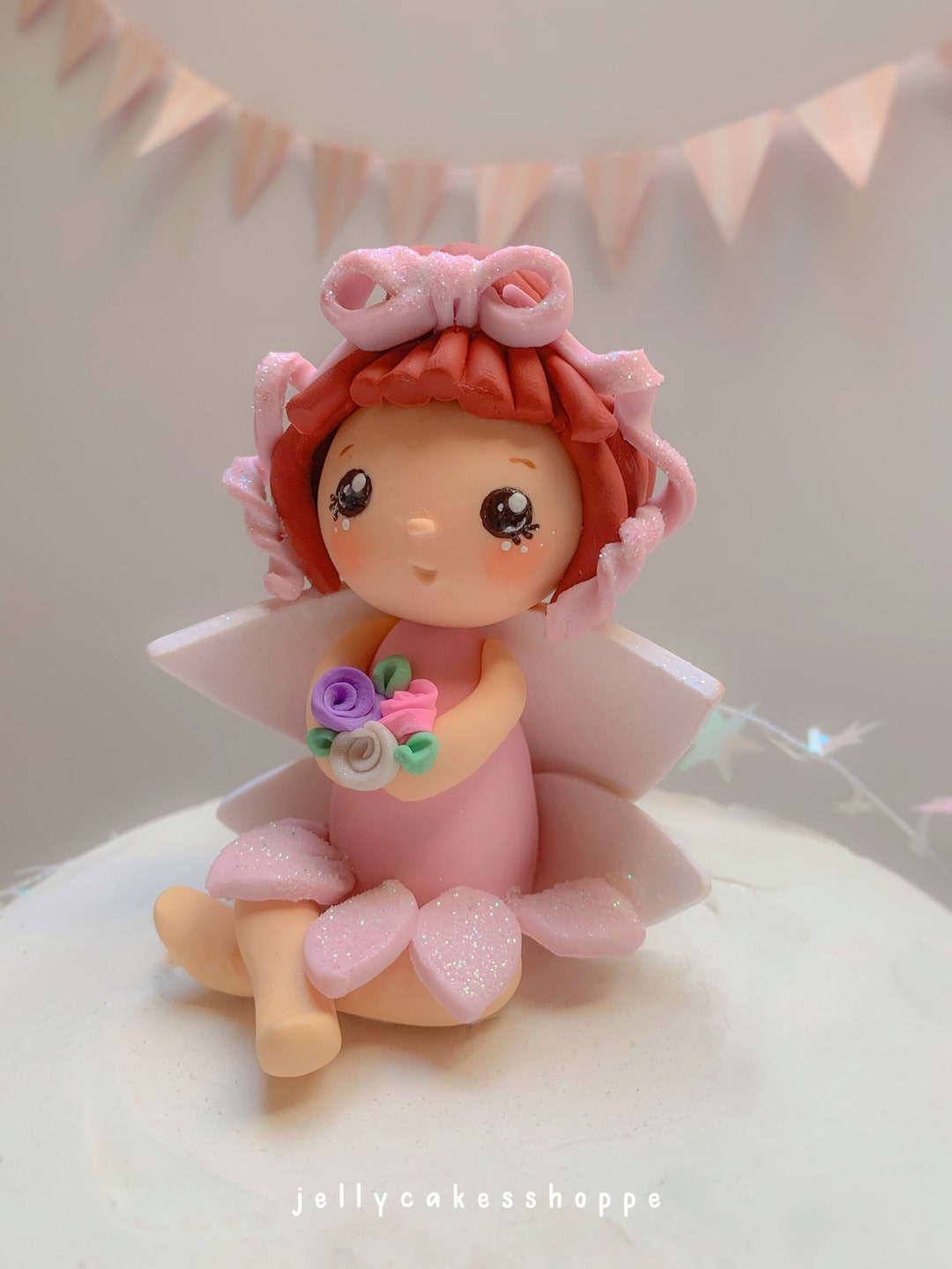 Fairy Cake Topper, Nonedible, Polymer Clay Fairy Figurine, Fairy Garden Birthday, Pixie Cake ...