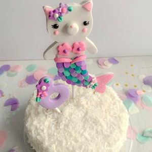 Mermaid Cat Cake Topper, Mercat Birthday, Nonedible Cat Cake Decoration ...