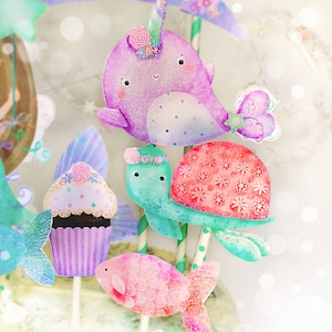 Personalized Mermaid Cake Topper, Under the Sea Birthday, Sea Creature ...