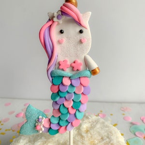 Mermicorn Cake Decorations, Unicorn Mermaid Cake Topper, Nonedible ...