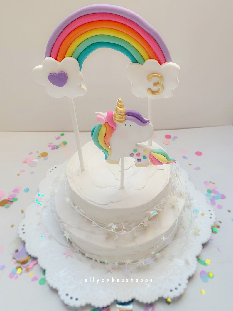 Rainbow Unicorn Cake Topper Non Edible Cake Topper Rainbow Etsy