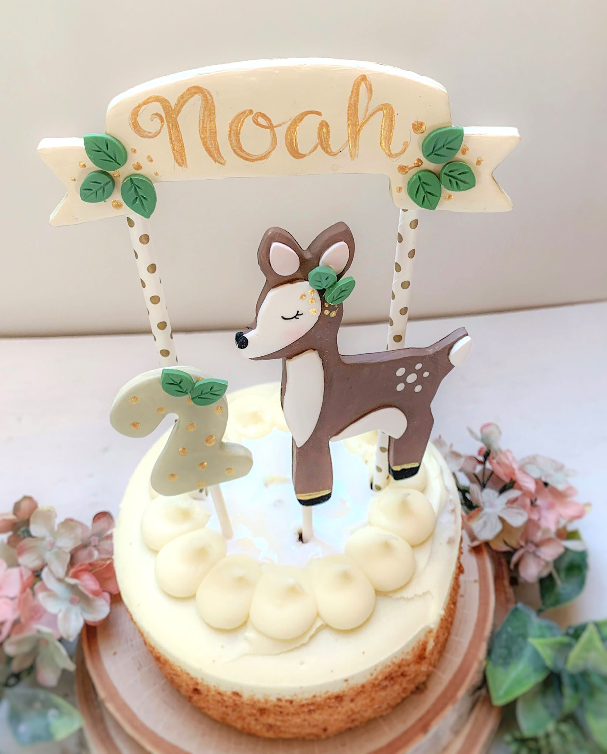 Personalized Woodland Deer Cake Topper, Non Edible Cake Topper ...