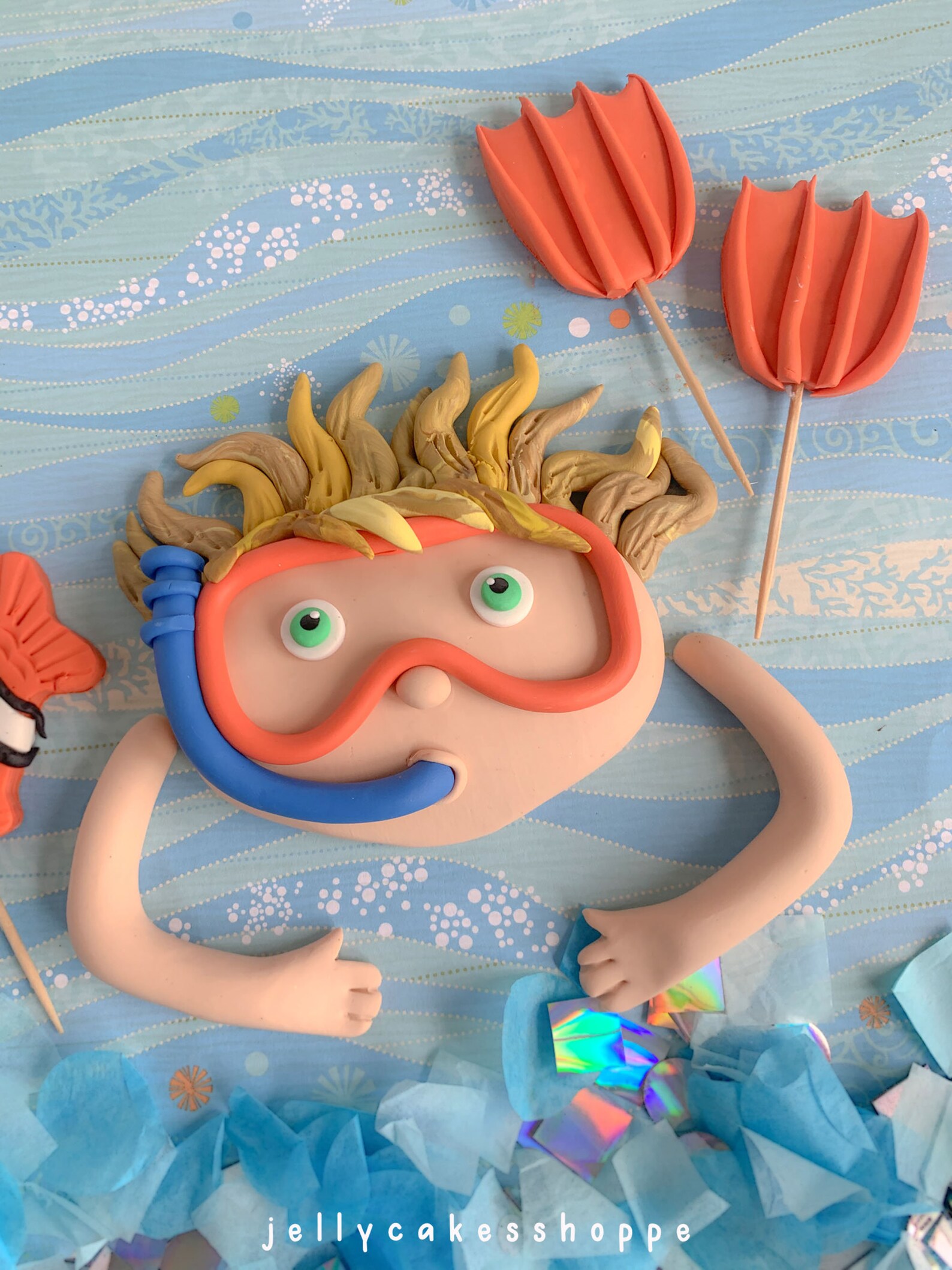 Scuba Diver Cake Topper, Nonedible, Summer Birthday Cake Decoration ...