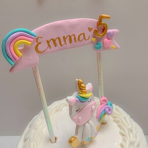 Personalized Unicorn Cake Topper, Non Edible Cake Topper, Rainbow ...