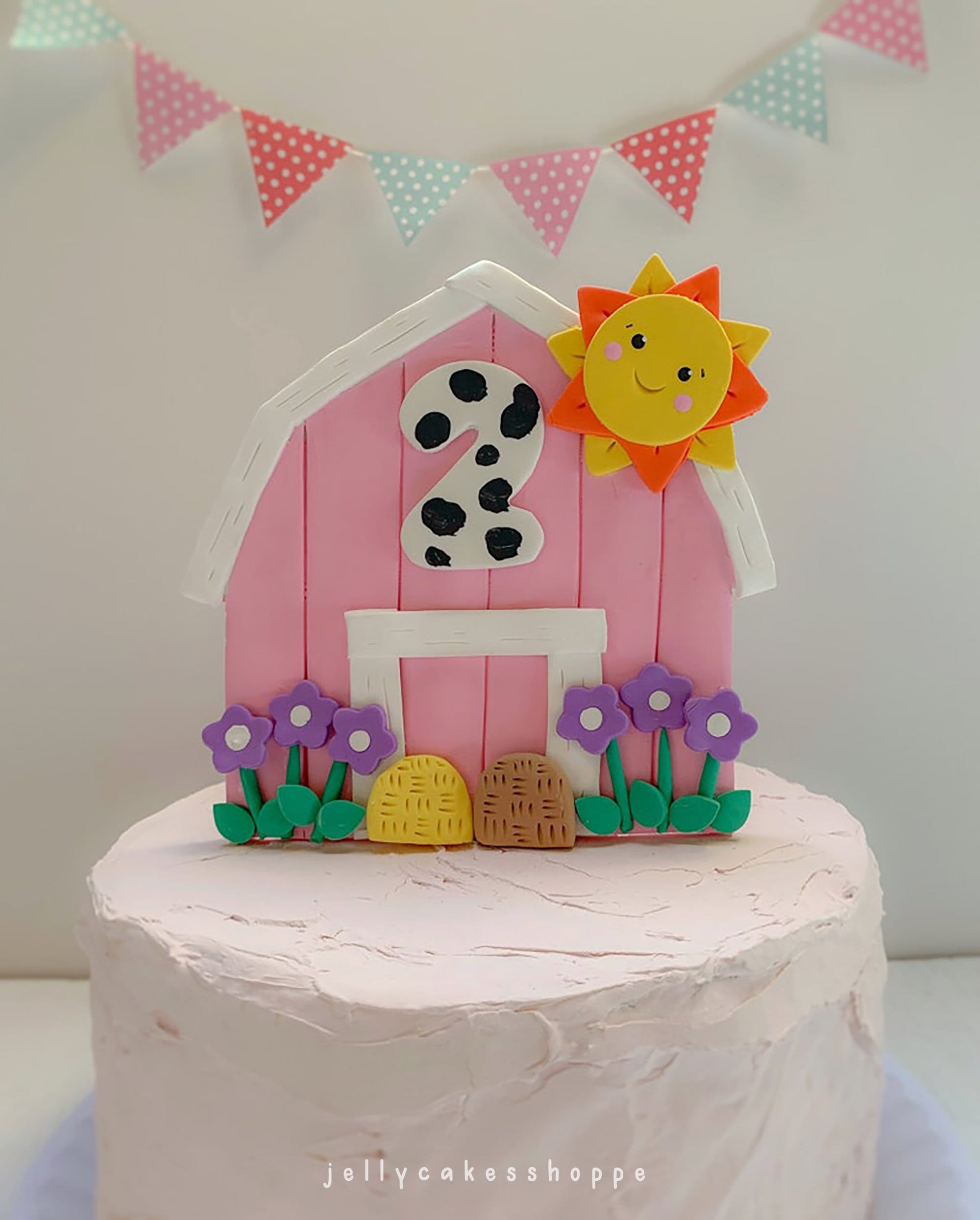 Pink Barn Cake Topper Barnyard Birthday for Girl Pink Farm - Etsy