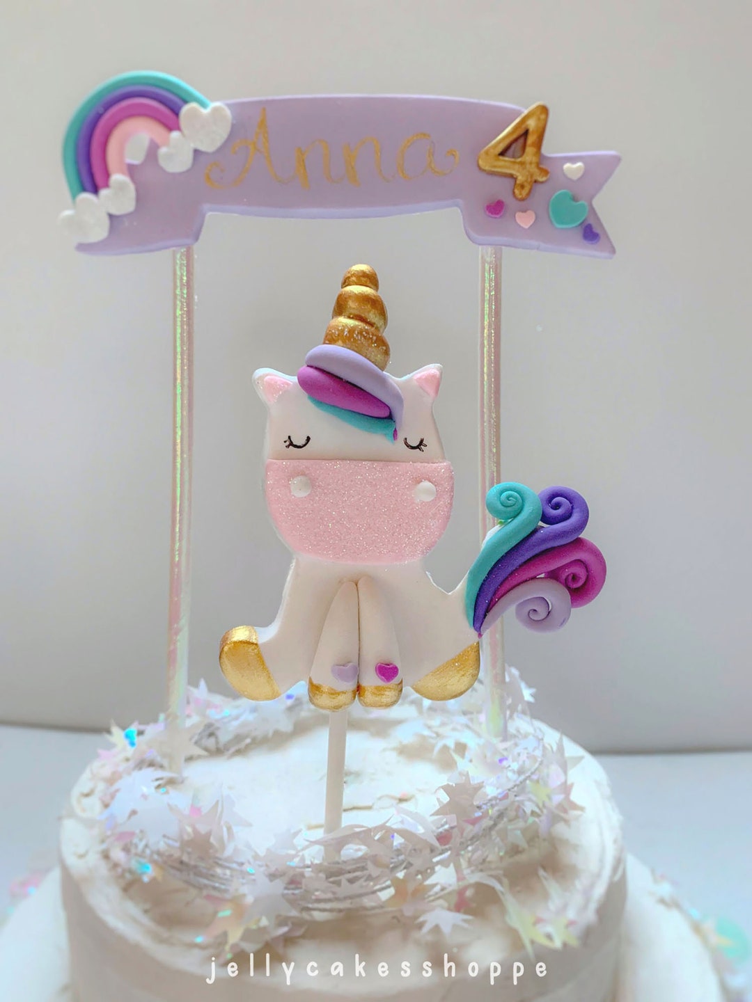 Personalized Unicorn Cake Topper, Non Edible Cake Topper, Rainbow ...