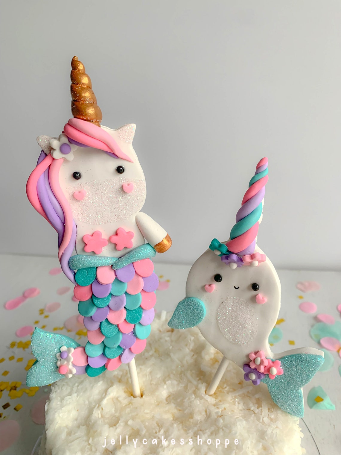 Mermicorn Cake Decorations, Unicorn Mermaid Cake Topper, Nonedible ...