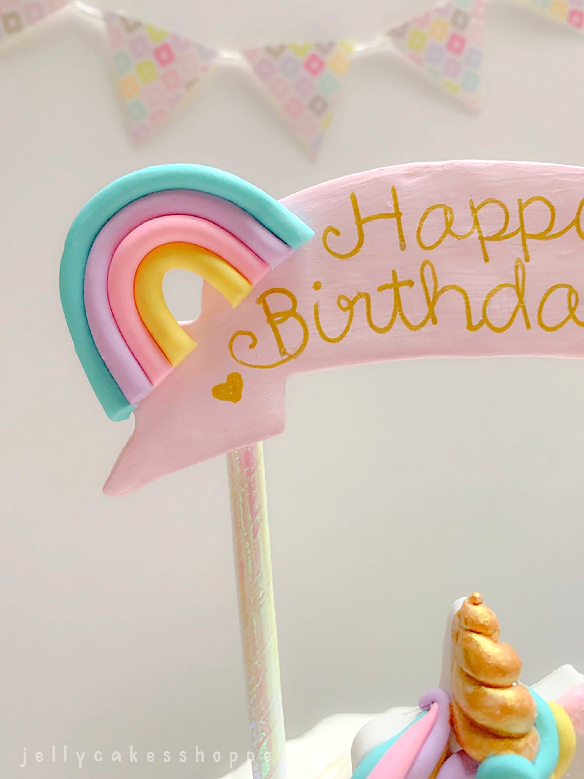 Personalized Unicorn Cake Topper, Non Edible Cake Topper, Rainbow ...