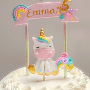 Personalized Unicorn Cake Topper, Non Edible Cake Topper, Rainbow ...