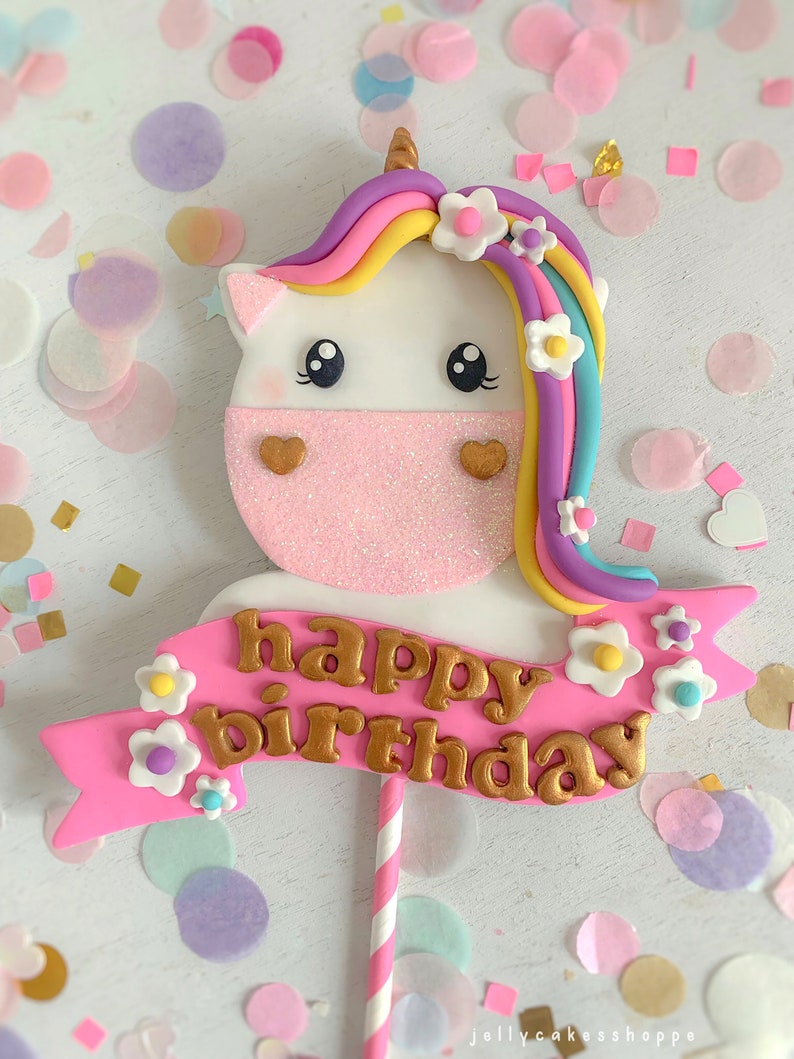 Personalized Unicorn Cake Topper Non Edible Rainbow Unicorn Etsy