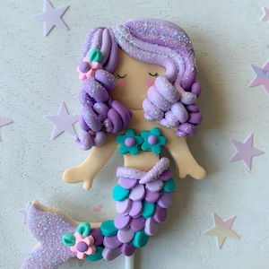 Custom Mermaid Cake Topper, Non Edible, Pastel Mermaid Birthday, Under ...