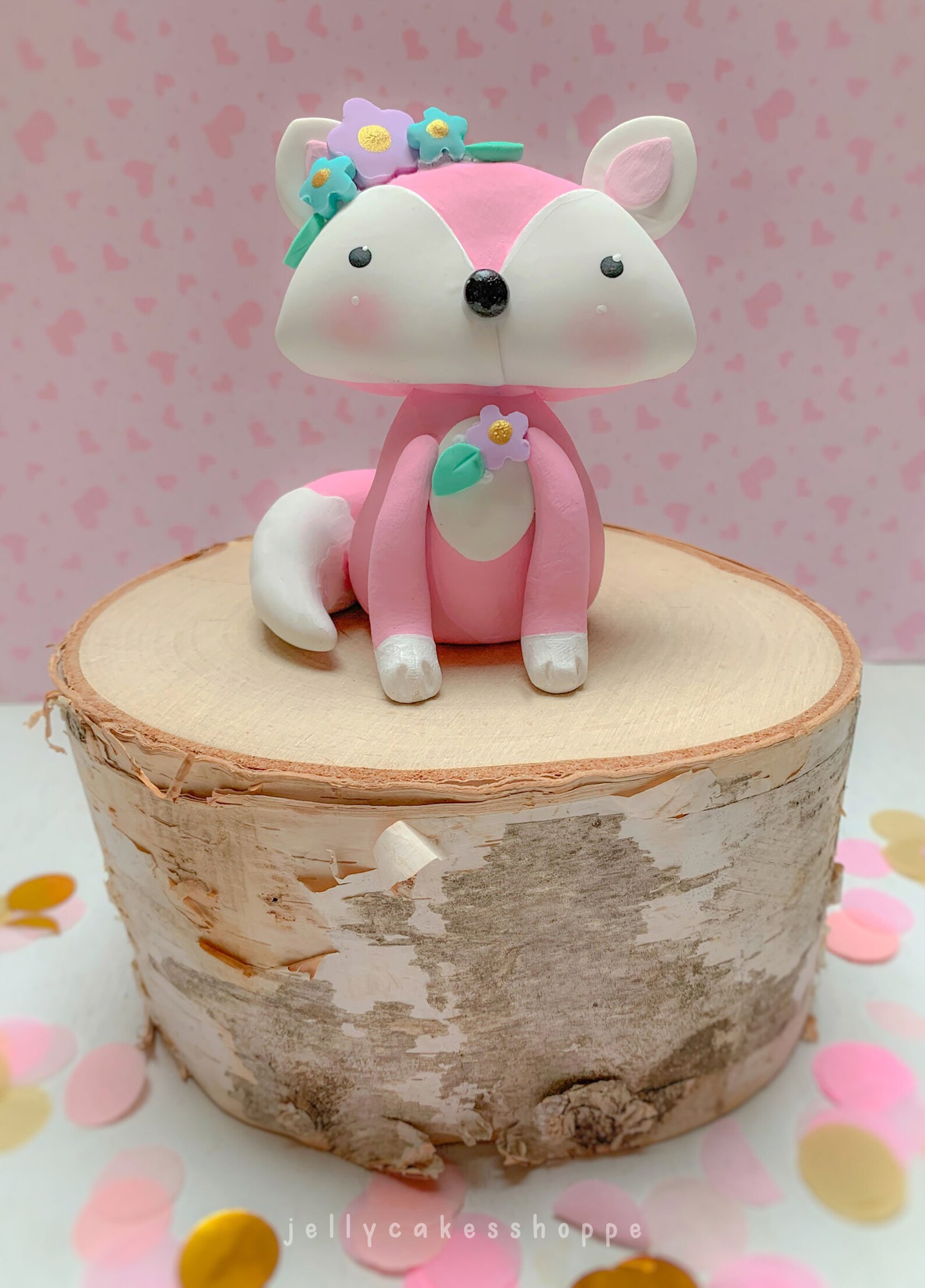 Pink Fox Cake Topper Nonedible Cake Topper Woodland Baby - Etsy