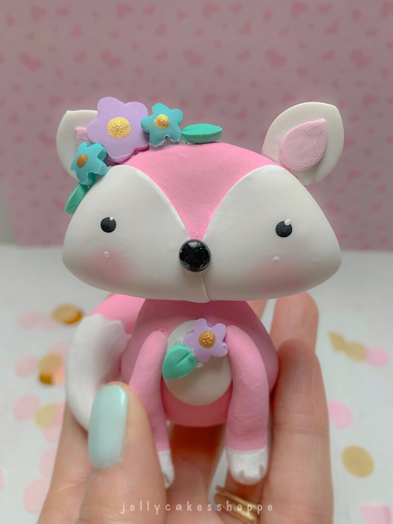 Pink Fox Cake Topper Nonedible Cake Topper Woodland Baby - Etsy