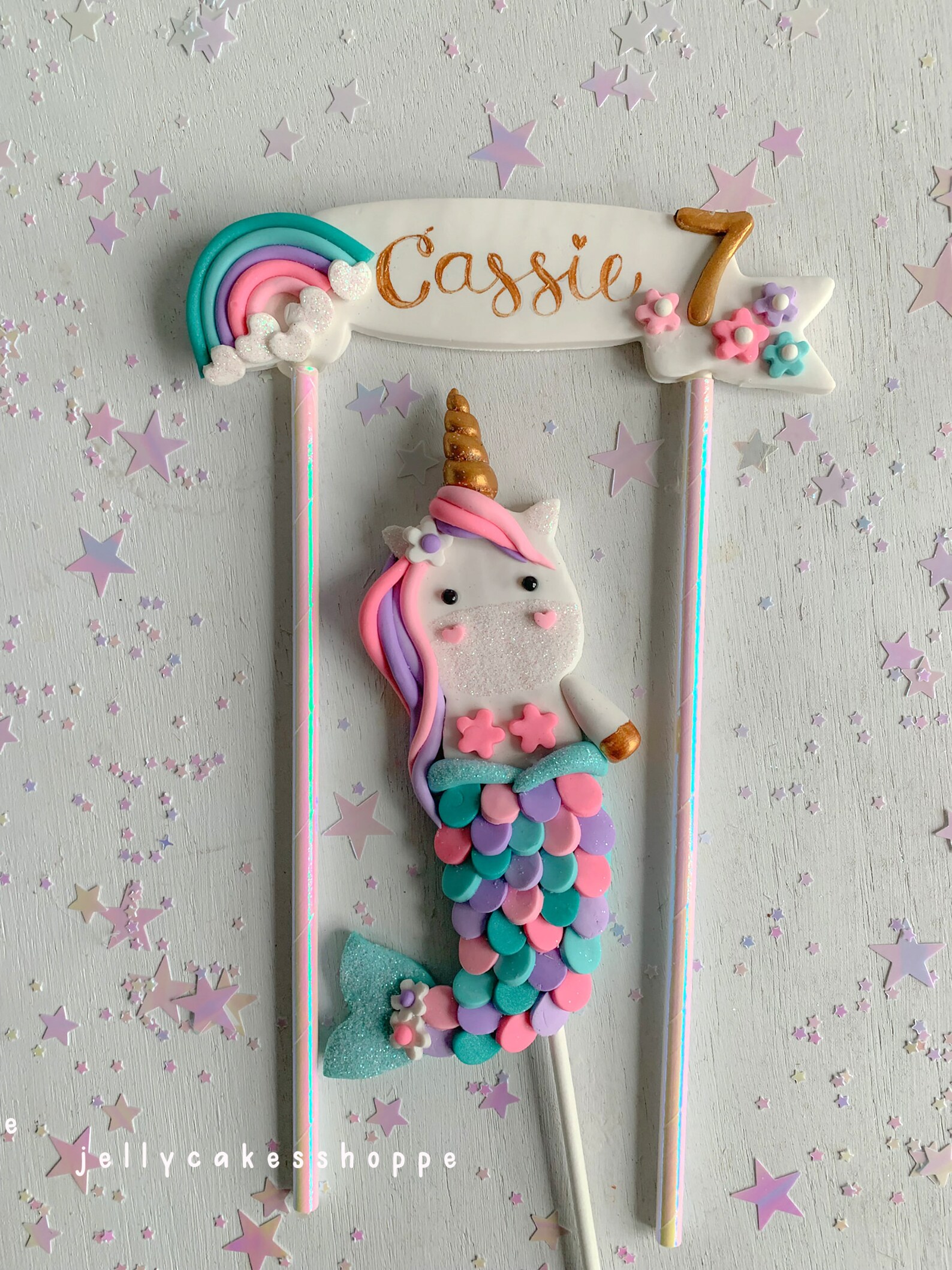 Mermicorn Cake Decorations, Unicorn Mermaid Cake Topper, Nonedible ...