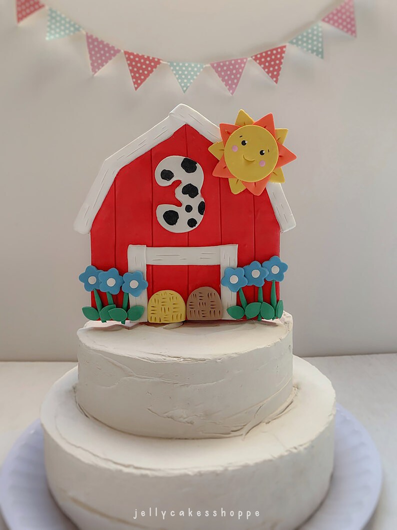 Barn Cake Topper Red Barn Birthday Theme Farm Cake Topper - Etsy