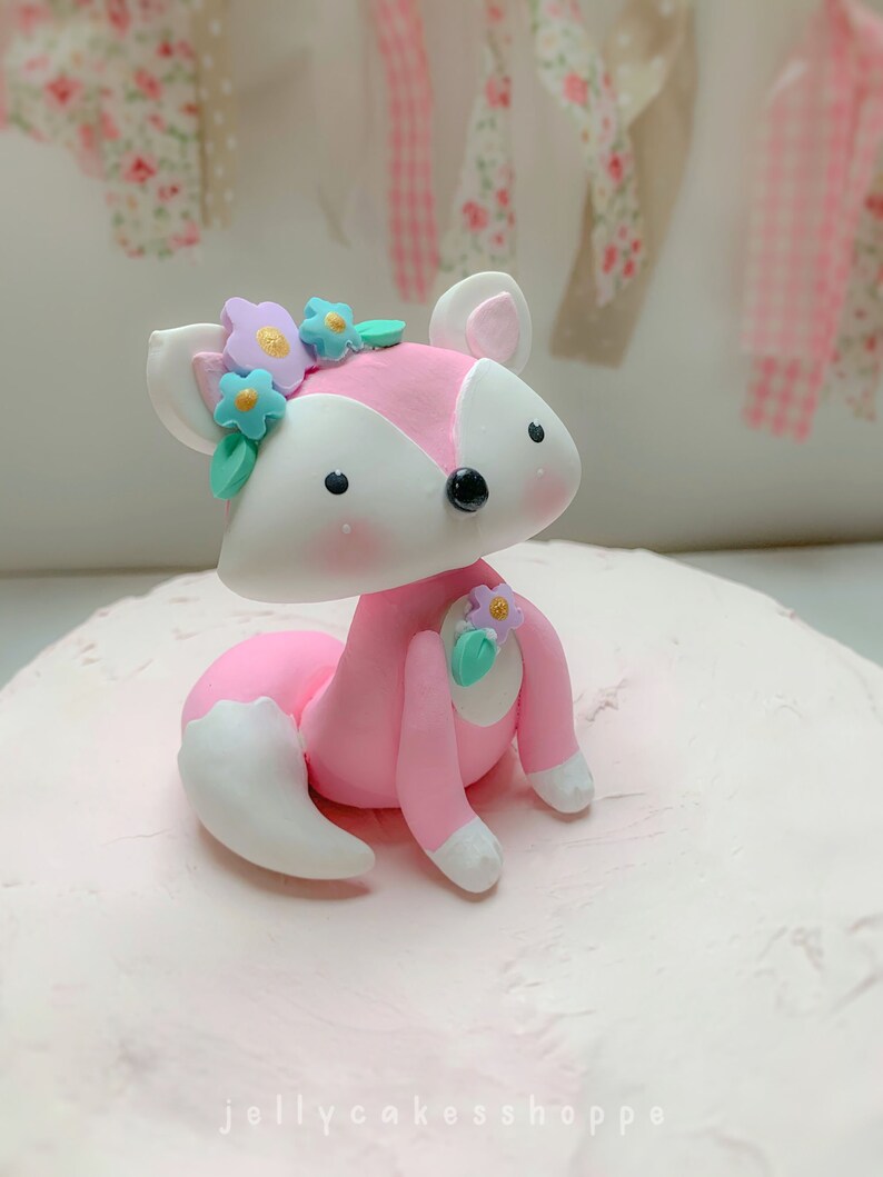 Pink Fox Cake Topper Nonedible Cake Topper Woodland Baby - Etsy